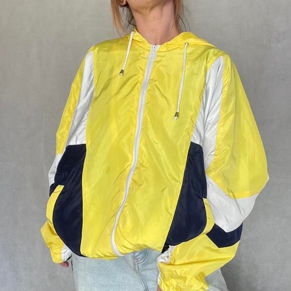 New Look | Jackets & Coats | Yellow Color Block Track Style Vintage ...